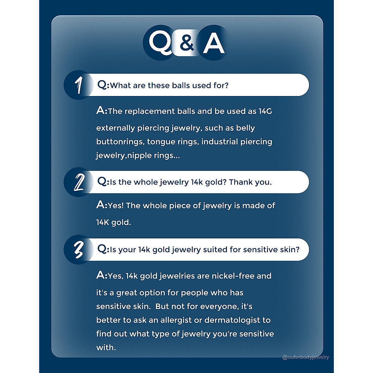 OUFER 14K Solid Gold Clea CZ Replacement Ball Externally Threaded for Belly Button Rings (Gold)