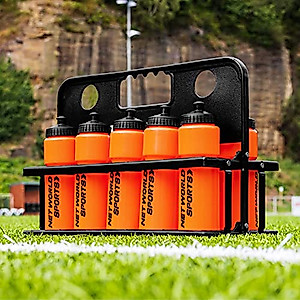 Net World Sports 10 Water Bottles & Carrier [750ml] - BPA Free Plastic Available (Orange)