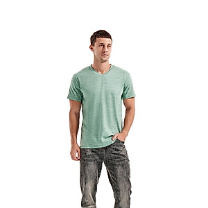 KLIEGOU Men's V Neck T Shirts - Casual Stylish Fitted Tees for Men Light Green-Grey XL