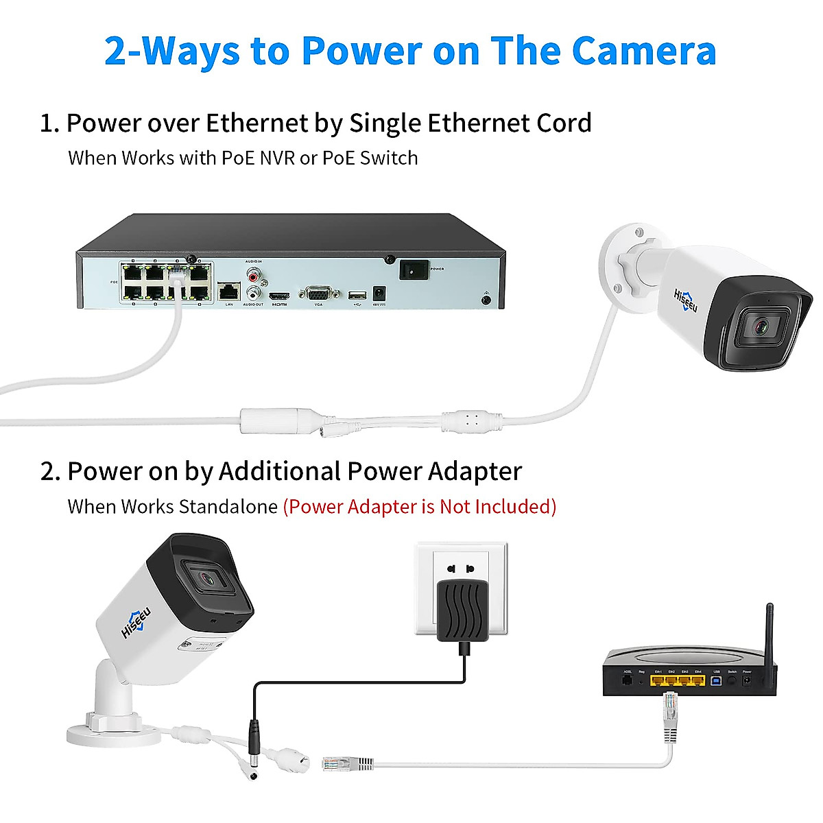 Hiseeu 4K PoE Security Camera, H.265+ 8MP IP Outdoor Camera w/ 1-Way Audio, IP67 Waterproof Exterior Security Camera with SD Slot,100ft Night Vision, Free APP Remote Access, Hikvision DS-2CD2085G1-I