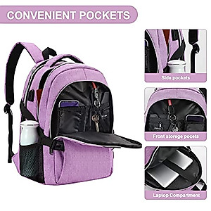 ANKUER Backpacks for Men Women, Backpack Fits Up 15.6 in Laptop Backpack for Travel, Backpacks with USB Charging Port, Work Business Backpack for Women (Purple)