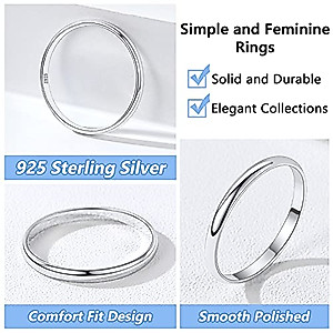 Women Stacking Rings Sterling Silver Thin 2mm Wedding Band Finger Charms Polishing Surface Engagement Eternity Ring Accessories