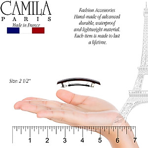 Camila Paris AD1/2 French Hair Barrette Clip for Girls, Set of 2 Rubberized Metal Clasp Strong Hold Grip Hair Clips for Women, No Slip Durable Styling Girls Hair Accessories, Made in France