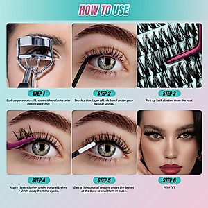 Lash Extension Kit 144Pcs Eyelash Clusters Individual Lashes Extensions Kits With Cluster Lashes Wispy,Lash Bond And Seal,Eyelashes Remover And Applicator(ASA,C-Mix8-16mm Kit)
