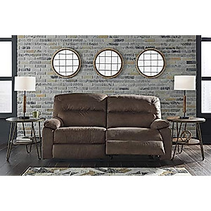 Signature Design by Ashley Bolzano Faux Leather Double Seat Manual Reclining Sofa, Brown