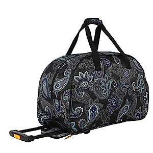 LUCAS Designer Carry On Luggage Collection - Lightweight Pattern 22 Inch Duffel Bag- Weekender Overnight Business Travel Suitcase with 2- Rolling Spinner Wheels (Paisley Peacock)