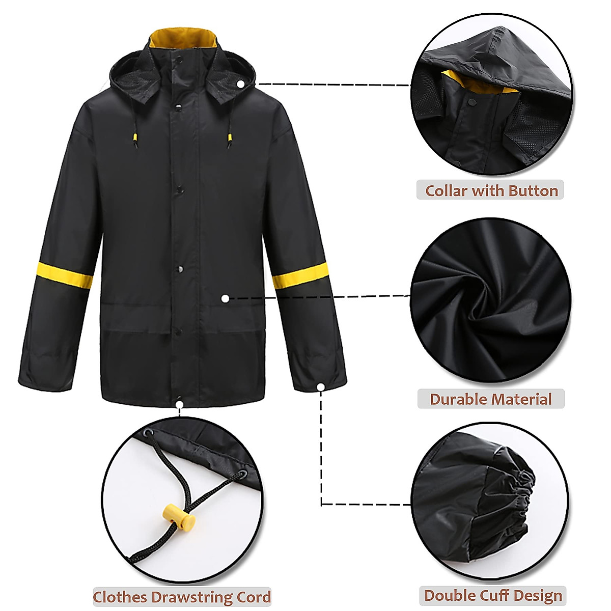 Ourcan Rain Suits for Men Waterproof Rain Gear Breathable Rain Coats Hooded Rain Jacket Pants