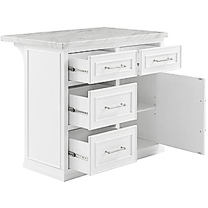 Crosley Furniture Cutler Kitchen Island with Faux Marble Top, White