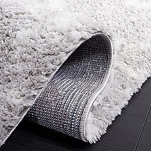 Safavieh Berber Shag Collection 7' x 7' Square Ivory/Grey BER574G Moroccan Rustic Boho Non-Shedding 1.25-inch Thick Area Rug