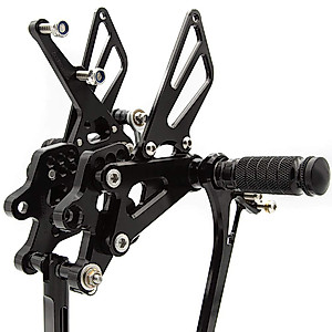 CNC ZX10R 04-05 Motorcycle Adjustable Rearsets Foot Pegs Rear Set Footpeg Brake Shift Pedal Compatible with Kawasaki Ninja ZX10R ZX 10 R ZX-10 2004-2005 Black