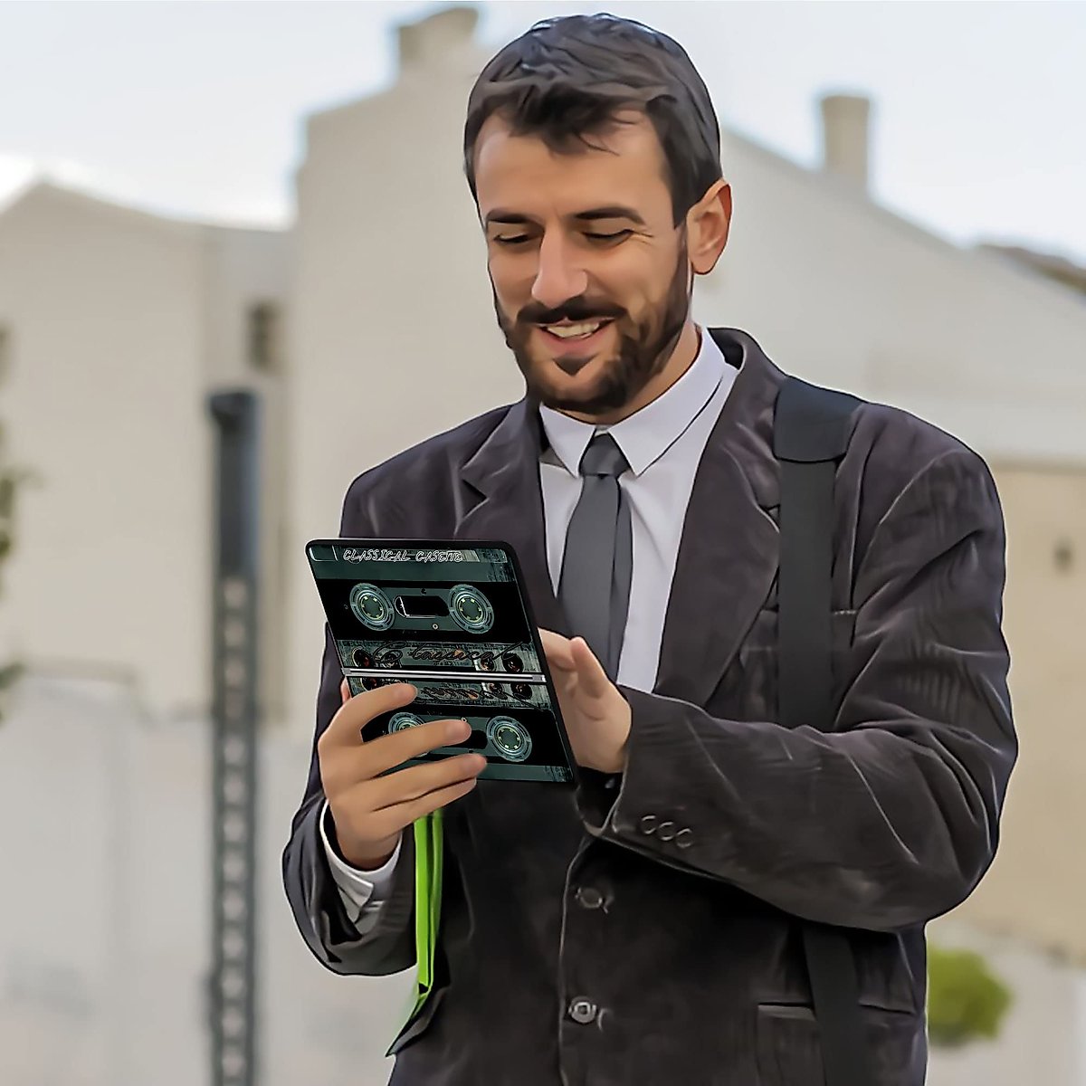 for Microsoft Surface Duo Case 8.1"(Not Fit Duo2) with Retro Classical Cassette Theme Design, RYUITHDJP for Microsoft Surface Duo Phone Case Stylish Shockproof Cover