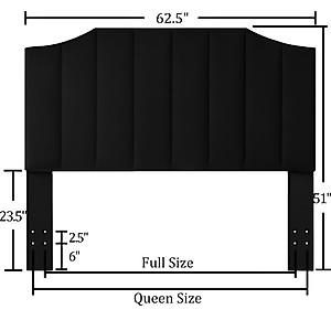 Furpopup Velvet Upholstered Headboard Queen/Full Size Bed Tufted Button Headboard, Featuring High-Density Sponge Padding Luxury Texture Easy Assembly Comfort and Style-Black