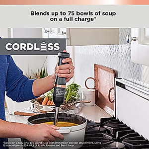 BLACK+DECKER Kitchen Wand Cordless Immersion Blender, 4 in 1 Multi Tool Set, Hand Blender with Charging Dock, Grey (BCKM1014K01)