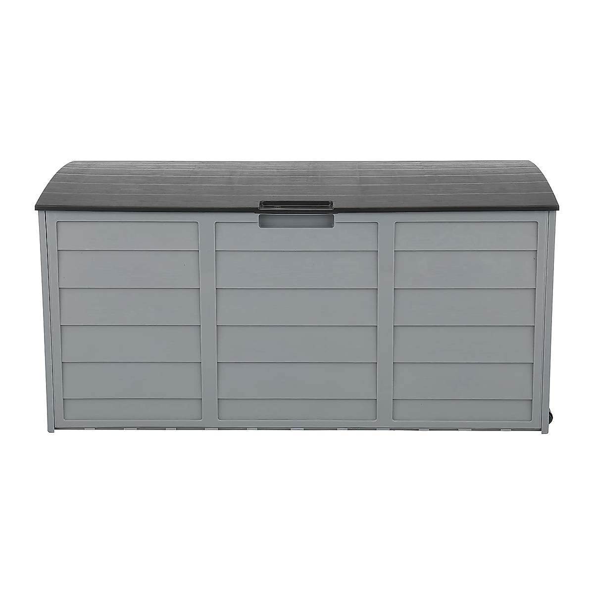 Kcelarec Plastic Deck Storage Container Box Outdoor Patio Furniture 75 Gal, Pools Yard Storage Tools w/Built-In Wheel (Grey)