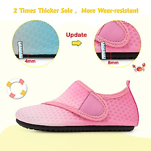 LeIsfIt Girls Boys Water Shoes Toddler Barefoot Aqua Socks Kids Quick-Dry Non-Slip Beach Swim Pool Shoes with Rubber Sole Gradient Pink 8.5 Toddler