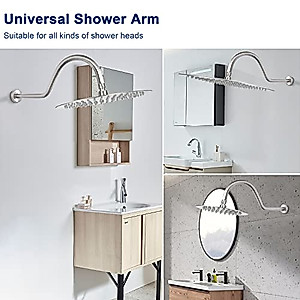 NearMoon Shower Head Extension Arm with Flange - S Shaped High Arc Gooseneck Long Shower Extender Pipe, Perfect for Rainfall Shower Head - Bathroom Accessory,16 Inch (Brushed Nickel)