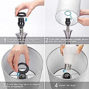 3 Way Touch Control Table Lamp, Dimmable Bedside Desk Lamp with Metal Base Modern Nightstand Lamp Stylish Grey Shade Simple Side Table Lamps for Bedroom, Living Room, Office or Den LED Bulb Included