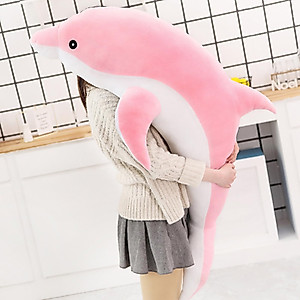 AHXHWKA Giant Dolphin Stuffed Animals Plush Pillow Super Soft Sea Animal Plush Toys Dolls Sleeping Cushion for Boys Girls Gifts 39.4IN