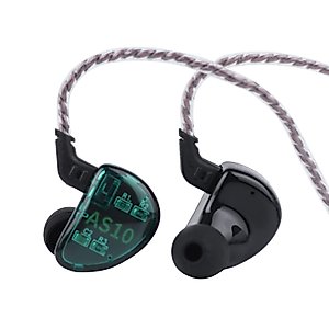 KZ AS10, LINSOUL 5BA HiFi Stereo in-Ear Earphone High Resolution Earbud Headphone 0.75mm 2 pin Cable, Five Balanced Armature Drivers, Noise Cancelling (Without Mic, Cyan)