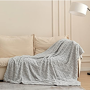 Soft Fleece Twin Blanket, Cozy Fuzzy Microfiber Comfy Sherpa Throw for Bed Sofa Couch and Travel, Grey, 60x80 Inches