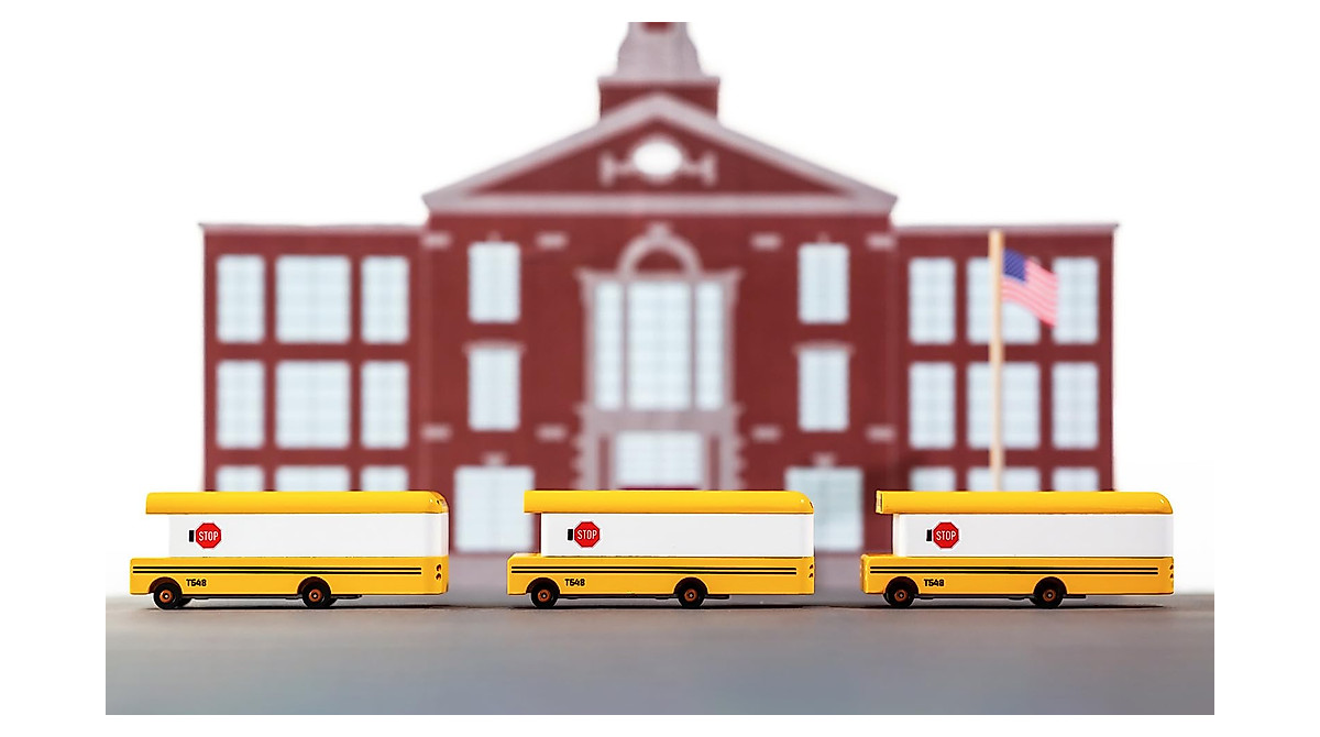 Candylab Toy School Bus - Handcrafted Wooden Car for Kids & Collectors