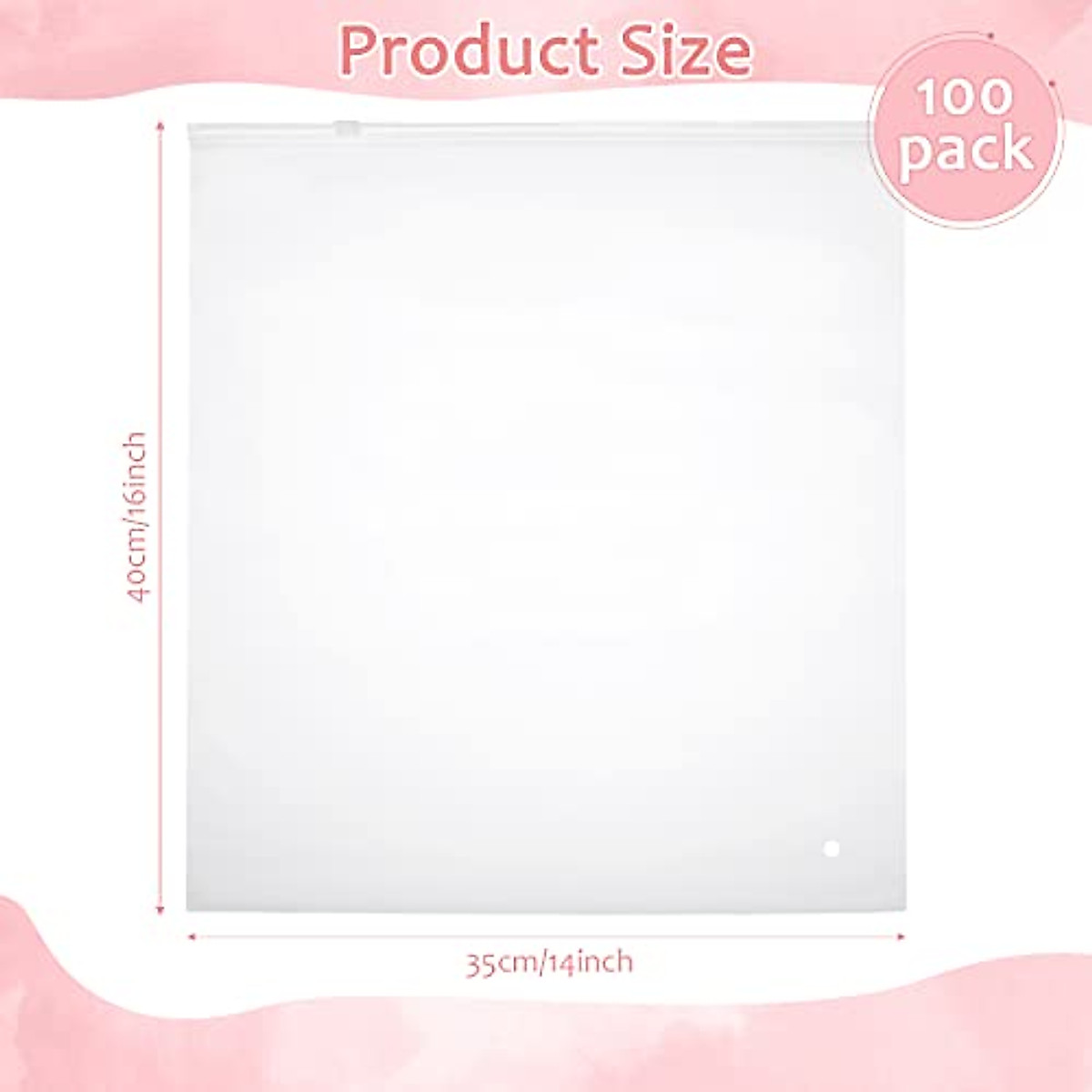 100 Pack Frosted Zipper Packaging Bags Clear Poly Bags Resealable Plastic Zipper Clothes Storage Bag For Clothing Shirt Jeans Pants T-Shirts Organizer Packaging Products(13.78 x 15.75 Inch)