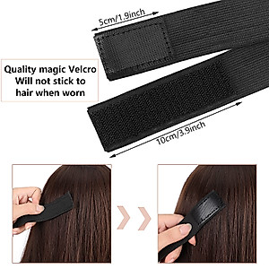 WILLBOND 12 Pieces Adjustable Elastic Band for Wigs, Polyester Fiber Wig Edge Band, 1.2 Inch in Width, 23.6 Inch in Length, Black