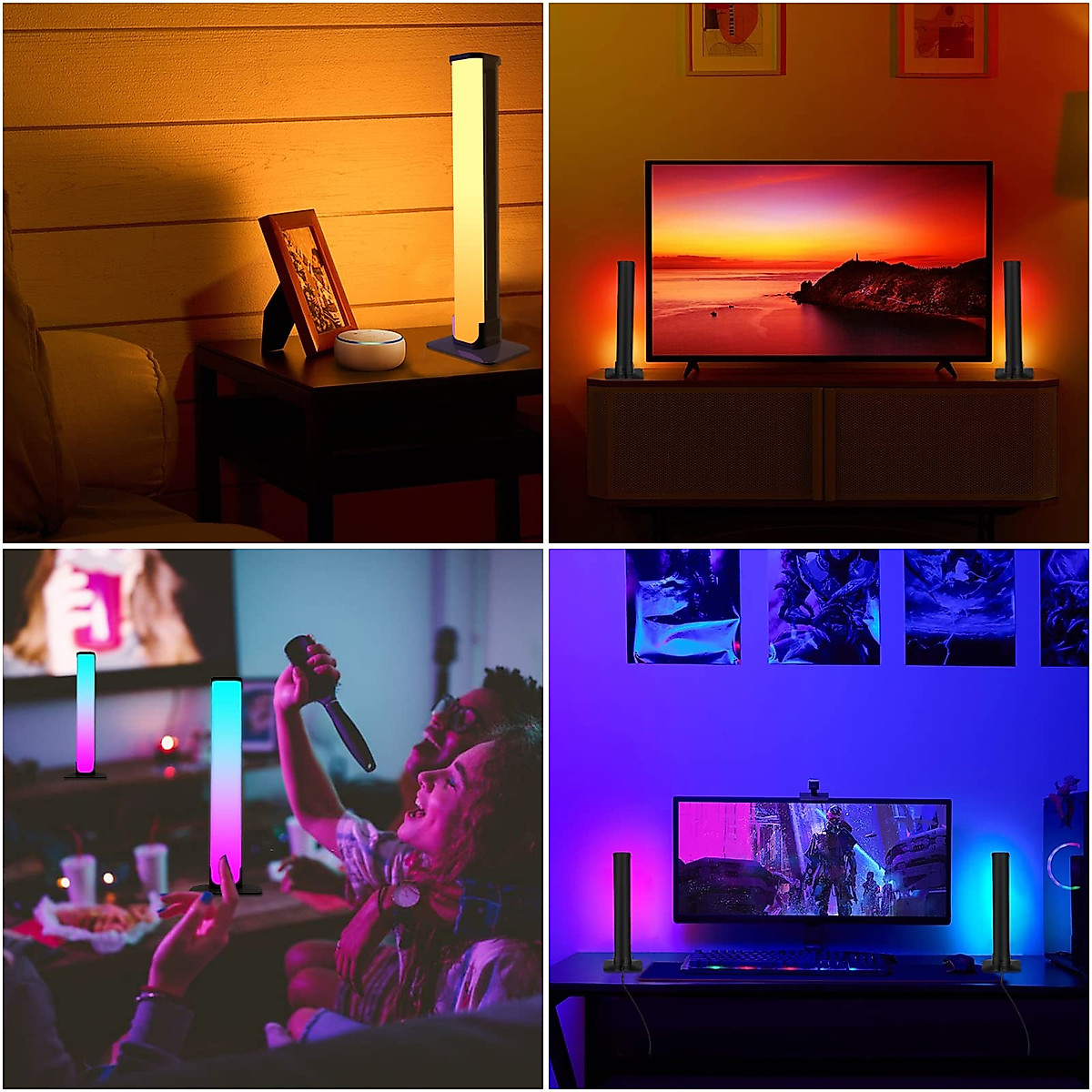 iodoo Smart LED Light Bars Desk RGB Gaming Accessories for Room , Smart Home Gaming Lights, RGBICWW APP and Remote Control TV Backlights with Scene Modes and Music Modes for Gaming, (10in)
