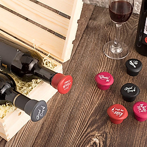 Whaline 8 Pack Funny Silicone Wine Stoppers, Reusable Wine Accessories and Wine Gifts with a Funny Saying for Wine Beer Bottles