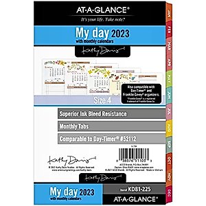 AT-A-GLANCE 2023 Daily & Monthly Planner Refill, 5-1/2" x 8-1/2", Size 4, Desk Size, Kathy Davis (KD81-225)