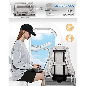 LIVACASA Waterproof Travel Backpack for Women, 40L Airline Approved Carry on Laptop Backpack with Compartment and USB Port