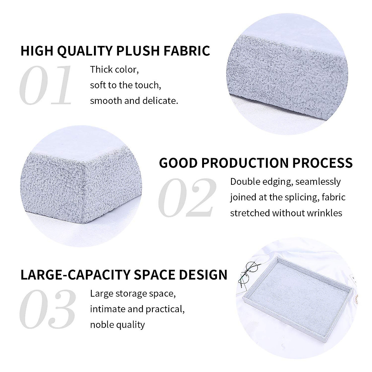 STYLIFING Jewelry Organizer Tray Velvet Jewelry Tray Jewelry Display Case Drawer Jewelry Organizer Ring Earring Necklace Bracelet Watch Buttons Holder