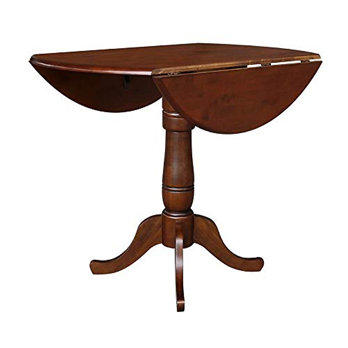 Pemberly Row 42" Round Dual Drop Leaf Pedestal Table - 35.5" H Espresso