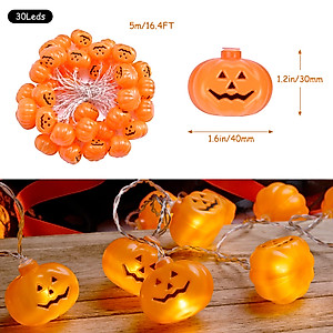 Halloween Decorations 9Ft 20LED Pumpkin String Lights, 2 Model Battery Operated Halloween Decor Pumpkin LED Lights, Thanksgiving Christmas Halloween Decorations for Home Indoor Outdoor