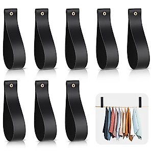 Ymapinc Leather Wall Hanging Strap, 8 Pcs Artificial Leather Wall Strap Hooks Wall Mounted Loop for Hanging Leather Strap Hangers for Bathroom Kitchen Bedroom Towel Holder Supplies