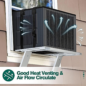 Window Air Conditioner Cover for Outside, Waterproof Window AC Unit Cover & Detachable Drip Cushions Reduce Noise, All Seasons AC Cover Protect Against Leaves,Weeds,and Debris(25.5Wx18Dx20.5H)