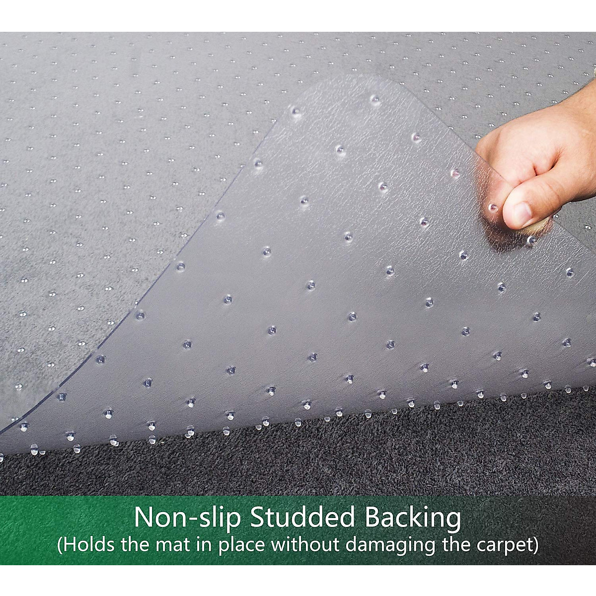 100pointONE Office Chair Mat for Carpets - Transparent Thick Floor Mats for Low, Flat and No Pile Carpeted Floors, with Grippers (48'' X 36'' Rectangle)