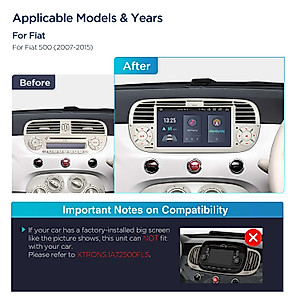 XTRONS for Fiat 500 (2007-2015) Touch Screen Radio, 7 Inch Android 13 Car Stereo for Fiat 500 Replacement Bluetooth Head Unit Built-in DSP Car Play Android Auto (Cream)