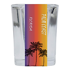 Palm Coast Florida 2 Ounce Square Shot Glass Palm Tree Design