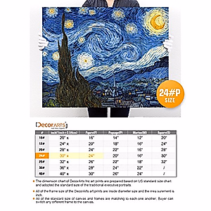 DECORARTS - Starry Night - Vincent Van Gogh Reproductions. Giclee Canvas Print Wall Art for Home Wall Decor. 30x24x1.5 in