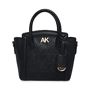 Anne Klein Embossed top Handle Mini Satchel, Black