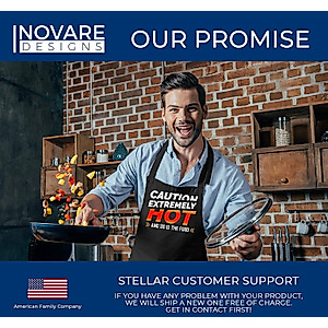 Inovare Designs' Fun Chef Apron - Perfect for Grilling, Cooking, BBQ - Unisex Design - Includes Meat Thermometer - Ideal Kitchen Gift