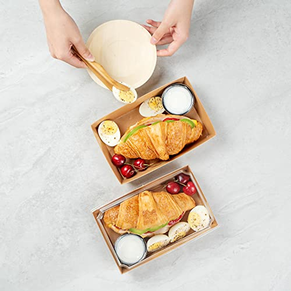 Restaurantware Matsuri Vision 8 x 5 x 1.5 Inch Medium Sushi Trays 100 Greaseproof Sushi Packaging Boxes - Lids Sold Separately Disposable Kraft Paper Sushi Containers For Entrees Or Desserts