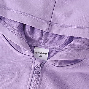 Spring&Gege Youth Solid Full Zipper Hoodies Soft Kids Hooded Sweatshirt for Boys and Girls, Lavender, Size 9-10 Years