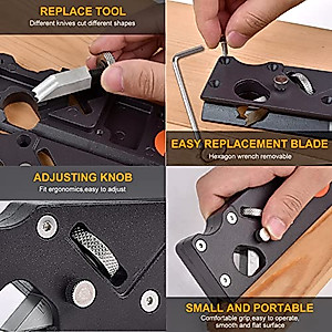 Chamfer Plane-Woodworking Edge Corner Plane with Auxiliary Locator, Hand Plane Suitable for Quick Edge Trimming of Wood (W/7cuters)