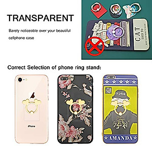 The Garnish Transparent Cell Phone Ring Holder-(2 Pack) 360 Degree Rotation Gold Phone Ring Holder Clear Stand Finger Ring Kick-Stand Compatible Various Mobile Phones or Phone Cases