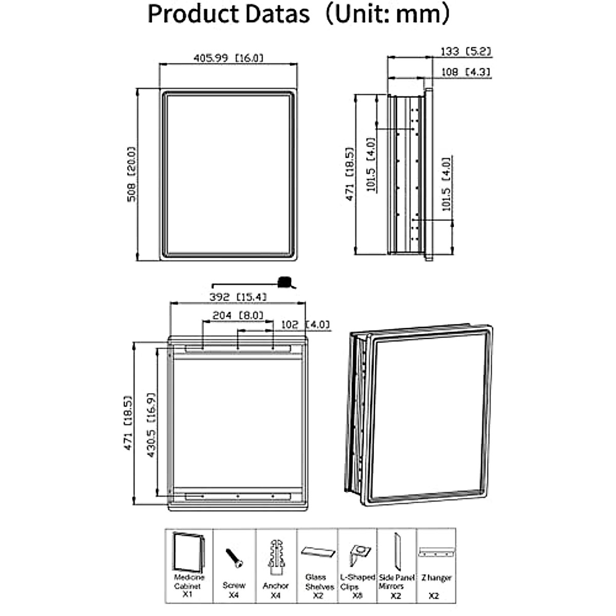 FOMAYKO Aluminum Bathroom Medicine Cabinet with Farmhouse Gold Framed 20(H) x16(W) Inches Recess or Surface Mount Mirror Cabinet for Bathroom Toilet Kitchen