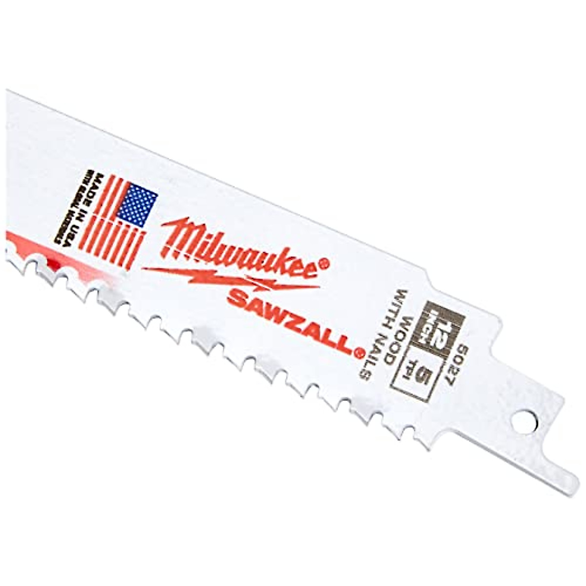 Milwaukee 48-00-5027 The AX 12-Inch, 5/8 TPI Super Sawzall Blade, 5-Pack, bi-metal