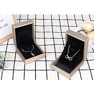 Sdoot Necklace Pendant Box, 4 Pack PU Leather Jewelry Box, Gold Gift Boxes, Earring Storage Case for Proposal, Engagement, Wedding