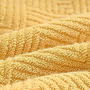 sense gnosis Yellow Hand Towels Set of 2 Striped Weave 100% Terry Cotton Towel Super Soft Highly Absorbent Face Towel for Bathroom 13" X 29"